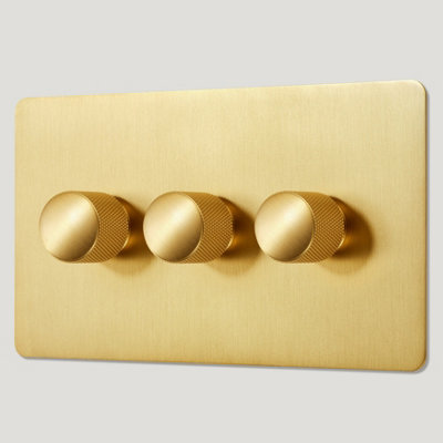 KEPLER 3G KNURLED DIMMER SWITCH - BRASS
