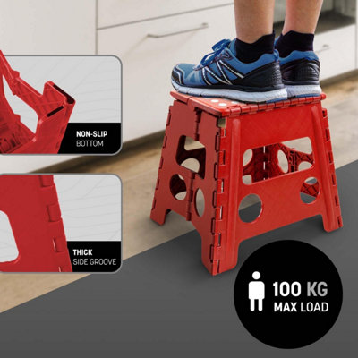 KEPLIN 13 Inch Heavy Duty Folding Step Stool Non Slip Foldable Footstool for Toddlers Children and