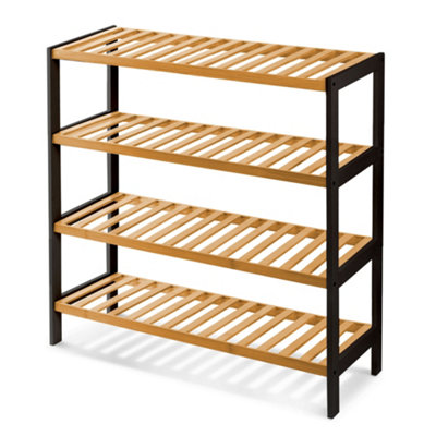 KEPLIN 4 Tier Natural Bamboo Shoe Rack Easy Assembly & Strong Design ...