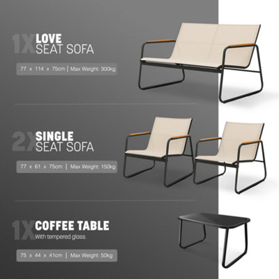 KEPLIN 4PC Conversation Set Mesh Garden Furniture Set Modern Seating ...