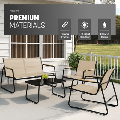 KEPLIN 4PC Conversation Set Mesh Garden Furniture Set Modern Seating ...