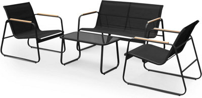 KEPLIN 4PC Conversation Set Mesh Garden Furniture Set Modern Seating ...