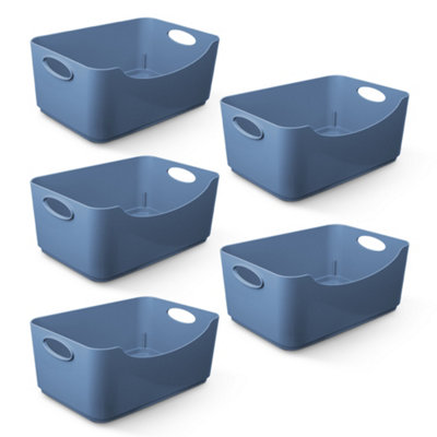 KEPLIN 5 Pack Blue Plastic Studio Storage Basket, Portable Container ...