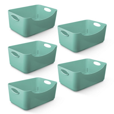 KEPLIN 5 Pack Teal Plastic Studio Storage Basket, Portable Container ...