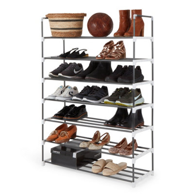 KEPLIN 7 Tier Metal Shoe Rack - Grey | DIY at B&Q