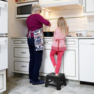 KEPLIN 9 Inch Heavy Duty Folding Step Stool Non Slip Foldable Footstool Black
