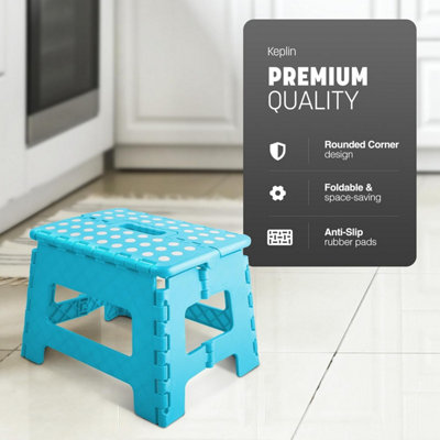 KEPLIN 9 Inch Heavy Duty Folding Step Stool, Non-Slip Foldable ...
