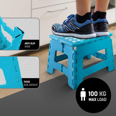 KEPLIN 9 Inch Heavy Duty Folding Step Stool, Non-Slip Foldable ...