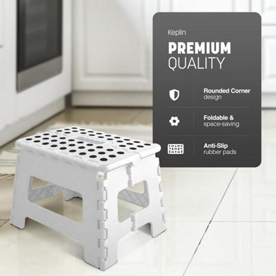 KEPLIN 9 Inch Heavy Duty Folding Step Stool Non-Slip Foldable Footstool ...