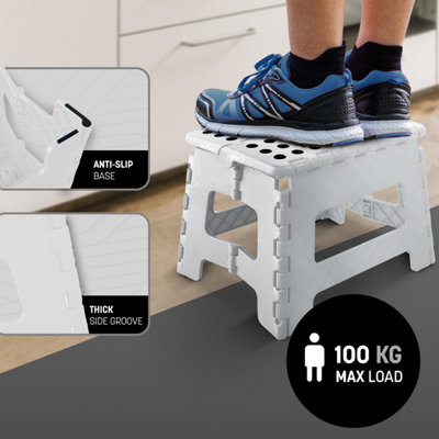 KEPLIN 9 Inch Heavy Duty Folding Step Stool Non-Slip Foldable Footstool ...