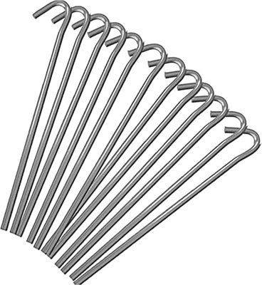 KEPLIN 9 inch Silver Steel Alloy Tent Pegs Galvanised Ground Pegs, Rust ...