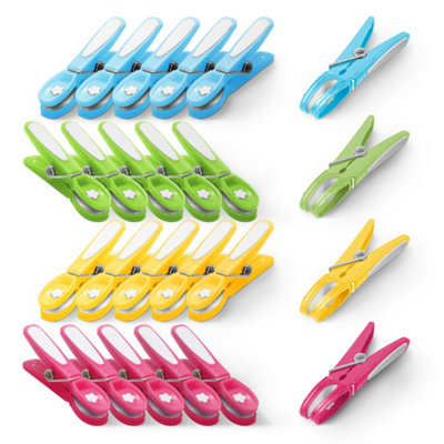 KEPLIN Clothes Pegs for Washing Line 24 Pack (Multicolour), Washing ...