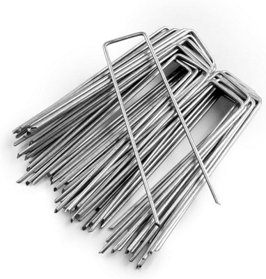 KEPLIN Garden Pegs Stakes Staples Securing Lawn - Galvanised U Shaped ...