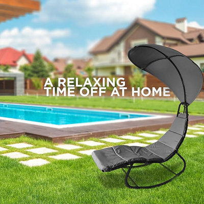 KEPLIN Heavy Duty Hammock Sun Lounger with Canopy Garden Outdoor Patio ...