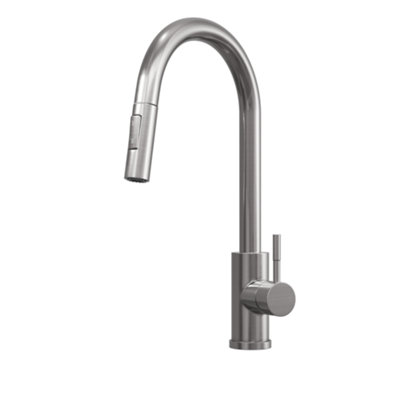 Buy Kersin Cato Brushed Steel Kitchen sink Mixer Tap with Pull-Out Hose ...