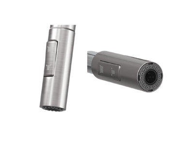 Kersin Cato Brushed Steel Kitchen sink Mixer Tap with Pull-Out Hose and ...