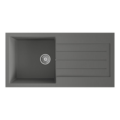 Kersin Dante Matt Grey Composite 1 Bowl Sink & Drainer (W) 500 x (L ...