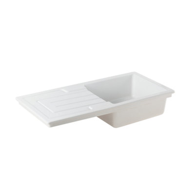 Buy Kersin Lamont Gloss White Single Bowl Fireclay Ceramic Kitchen Sink ...