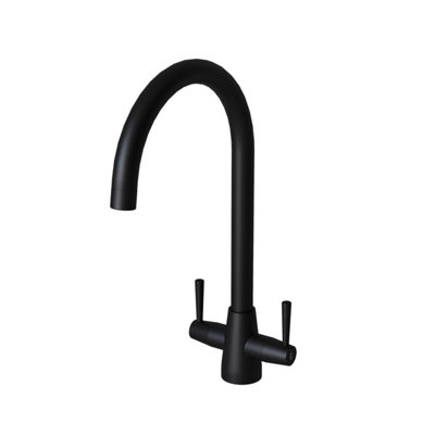 Kersin Lusso Matt Black Twin Lever Kitchen Mixer Tap