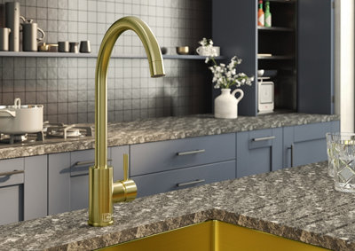 Kersin Tivoli Brushed Brass WRAS Approved Kitchen Mixer Tap