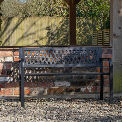 Keswick 2 Seater Outdoor Modern Lattice Design Metal Garden Patio Bench