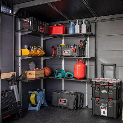 KETER 97CM (38.1") SHED SHELVING KIT - 3 VARIABLE-HEIGHT STEEL ...