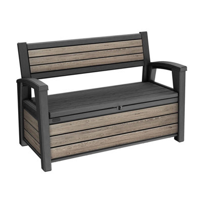 Keter Ashwood 227 Litre (60 Gallon) Outdoor Storage Bench with Natural ...