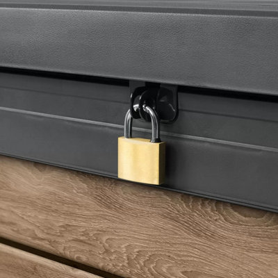 Keter Ashwood Signature 870L Deck Box, Lockable Outdoor Storage, Wood ...