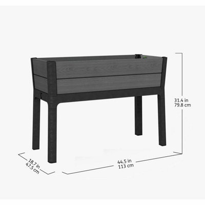 Keter Cortina 1.1m Raised Garden Bed with Self-Watering System, Wood ...