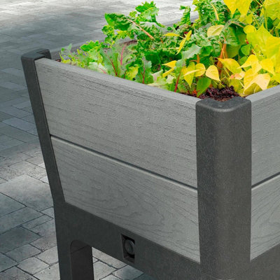 Keter Cortina 1.1m Raised Garden Bed with Self-Watering System, Wood ...