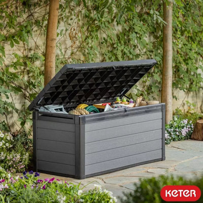 Keter Cortina 570L Outdoor Storage Deck Box Lockable Resin Chest with ...