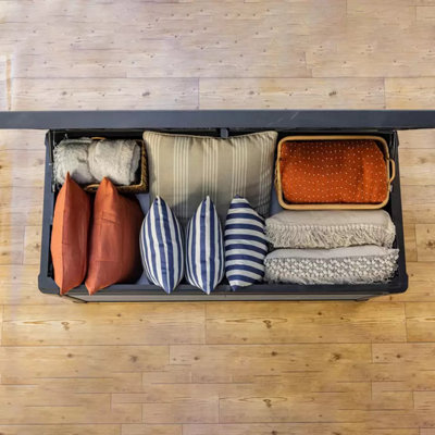 Keter Cortina 570L Outdoor Storage Deck Box Lockable Resin Chest with ...