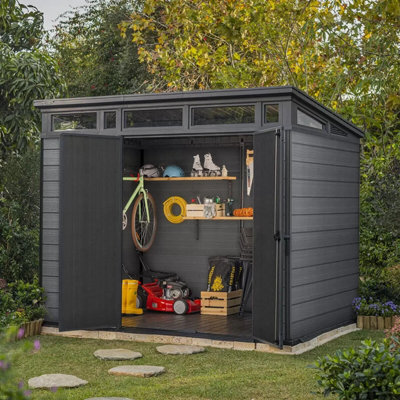 Keter Cortina 9ft 2" x 7ft Garden Storage Shed - Evotech Wood-Look ...