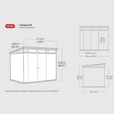 Keter Cortina 9ft 2" x 7ft Garden Storage Shed - Evotech Wood-Look ...
