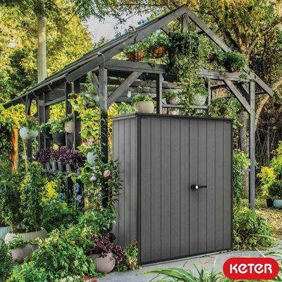 Keter Cortina Alto Vertical Storage Shed 1,415L Evotech Resin, Shelves ...