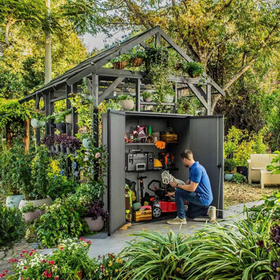 Keter Cortina Alto Vertical Storage Shed 1,415L Evotech Resin, Shelves ...