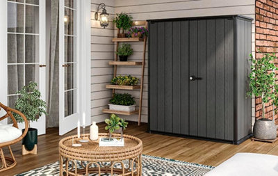 Keter Cortina Alto Vertical Storage Shed 1,415L Evotech Resin, Shelves ...