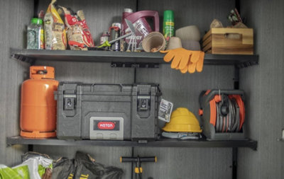 Keter Cortina Alto Vertical Storage Shed 1,415L Evotech Resin, Shelves ...