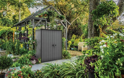 Keter Cortina Alto Vertical Storage Shed 1,415L Evotech Resin, Shelves ...