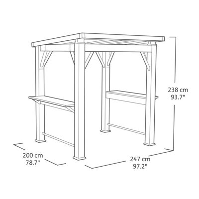 Keter Grill Gazebo 8ft x 6ft 7in Weather-Resistant Outdoor BBQ Shelter ...