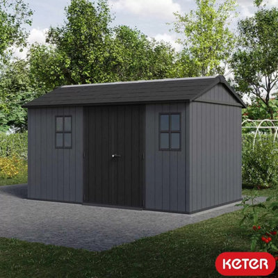 Keter Newton Plus 13ft 5" x 7ft 6" Garden Storage Shed with Side Entry ...
