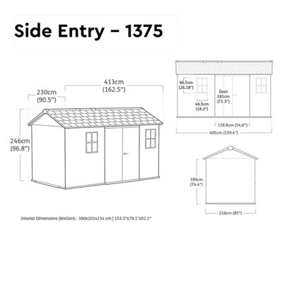 Keter Newton Plus 13ft 5" x 7ft 6" Garden Storage Shed with Side Entry ...