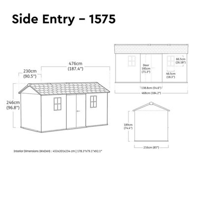 Keter Newton Plus 15ft 6" x 7ft 6" Outdoor Storage Shed Side Entry ...