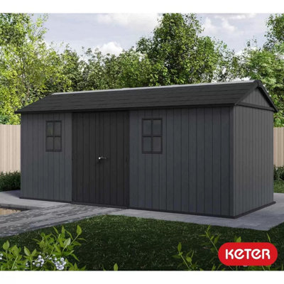 Keter Newton Plus 17.6 x 7.5 ft Side Entry Outdoor Storage Shed ...