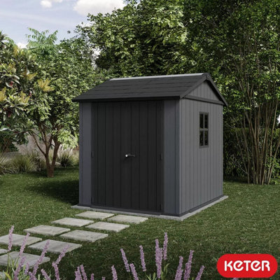Keter Newton Plus 7.4 x 7.6 ft Outdoor Storage Shed with Side Entry ...