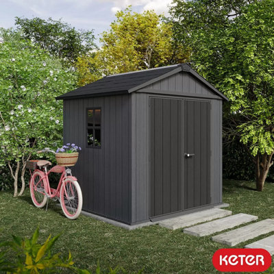 Keter Newton Plus 7.6 x 7.4 ft Outdoor Storage Shed with Front Entry ...