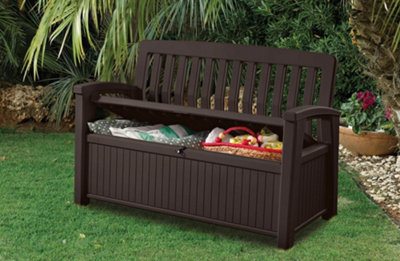 KETER PATIO GARDEN STORAGE BENCH BROWN