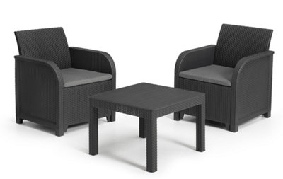 Keter Rosalie Balcony Set, Garden Furniture set, Flat Wicker Armrests ...