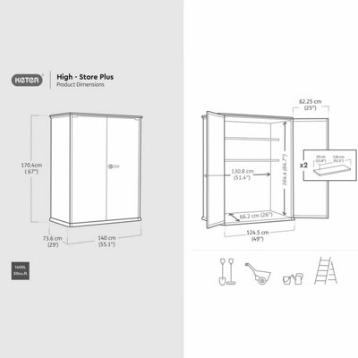 Keter Rosewood 4ft 6" x 2ft 4" (1.4 x 0.7m) 1,415L Vertical Outdoor ...