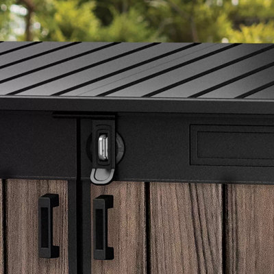 Keter Rosewood Horizon 2020L Outdoor Storage Shed, Horizontal Bin Store ...